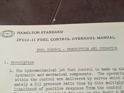 Hamilton-Standard JFC12-11 Fuel Control Overhaul Manual | eBay