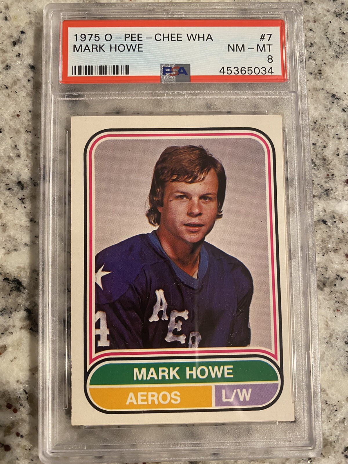 PSA 8 1975-76 OPC MARK HOWE WHA GRADED #7 1975 O-PEE-CHEE HOF ROOKIE ...