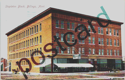 1909 BILLINGS, MONTANA, Stapleton Block, Hart Albin Co, postcard jj404 ...