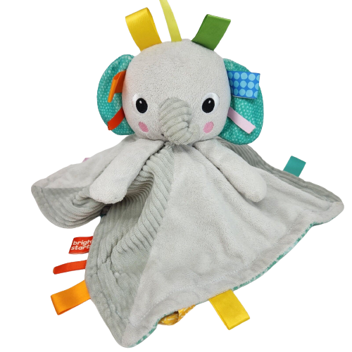 TAGGIES BABY GREY ELEPHANT BRIGHT STARTS SECURITY BLANKET STUFFED ...