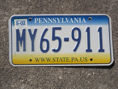Pennsylvania MY 65 911 Vanity License Plate 1965 Porsche Coupe PA Penna ...