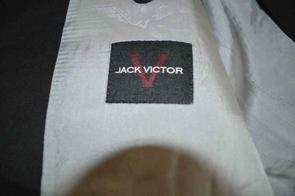 Jack Victor men's 2 btn solid black 100% wool sport coat jacket blazer ...