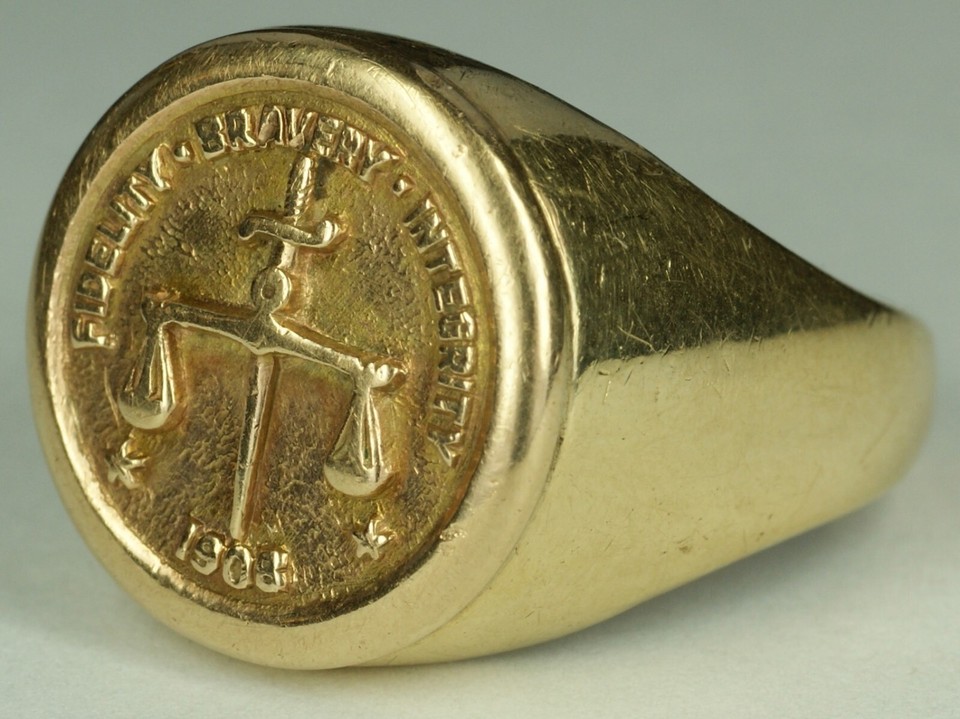 Vintage FBI 14K & 10K Gold Signet Service Recognition Ring US ...