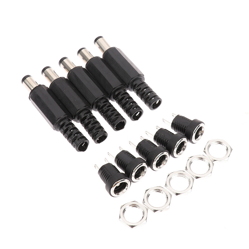 5Pair 5.5 x 2.1 DC Male Female Terminal 12V DC Power Supply Plug Socket ...
