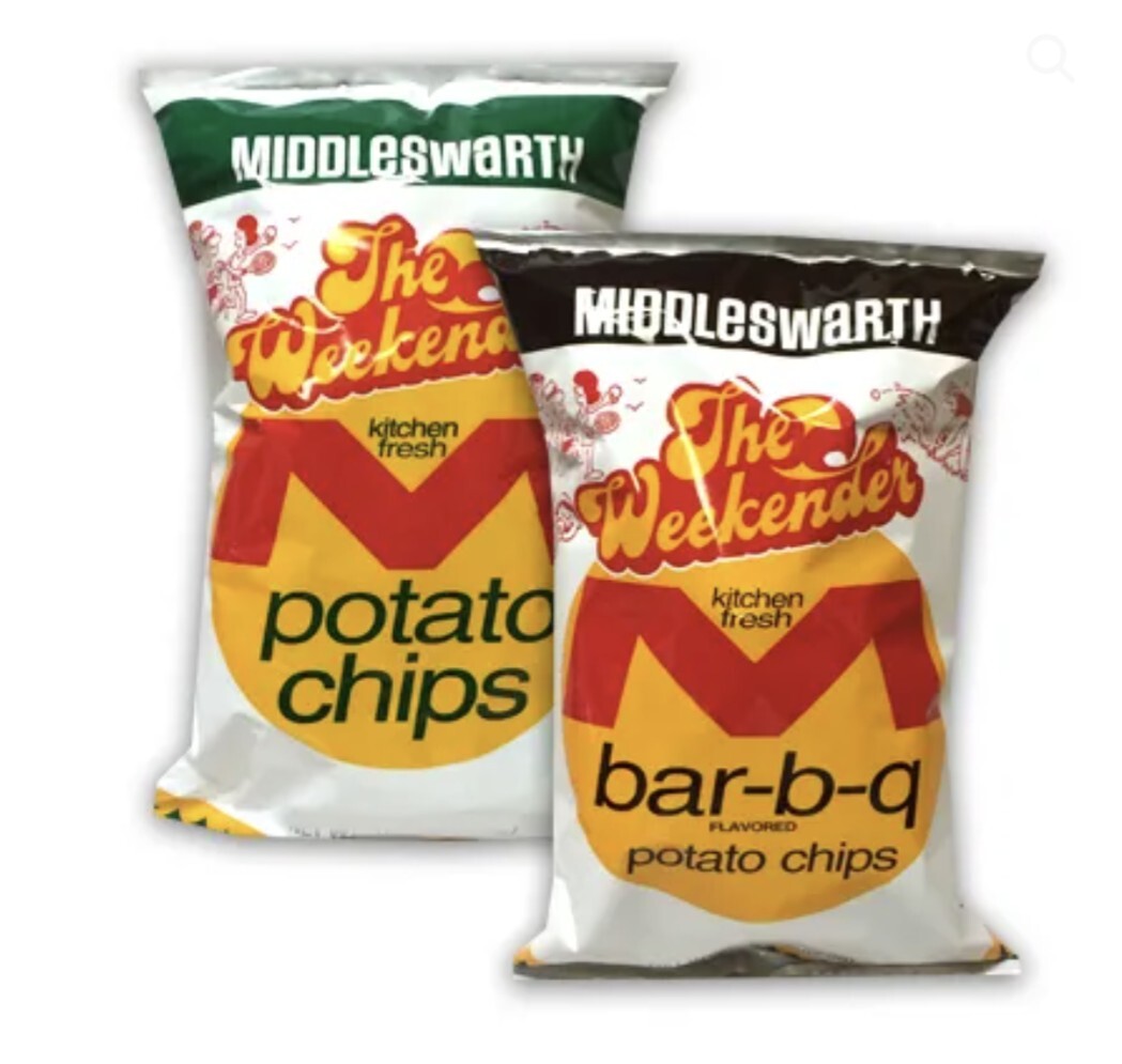 Middleswarth Potato Chips 4pack, 2 regular & 2 barbeque flavor chips ...