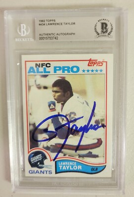 Lawrence Taylor Signed 1982 Topps Rookie Card #434 Beckett NY Giants ...