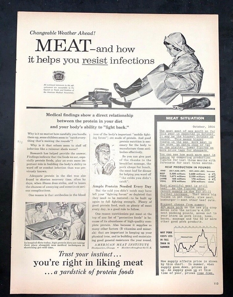 Life Magazine Ad DREYFUS & COMPANY Reverse AMERICAN MEAT INSTITUTE 1954 ...