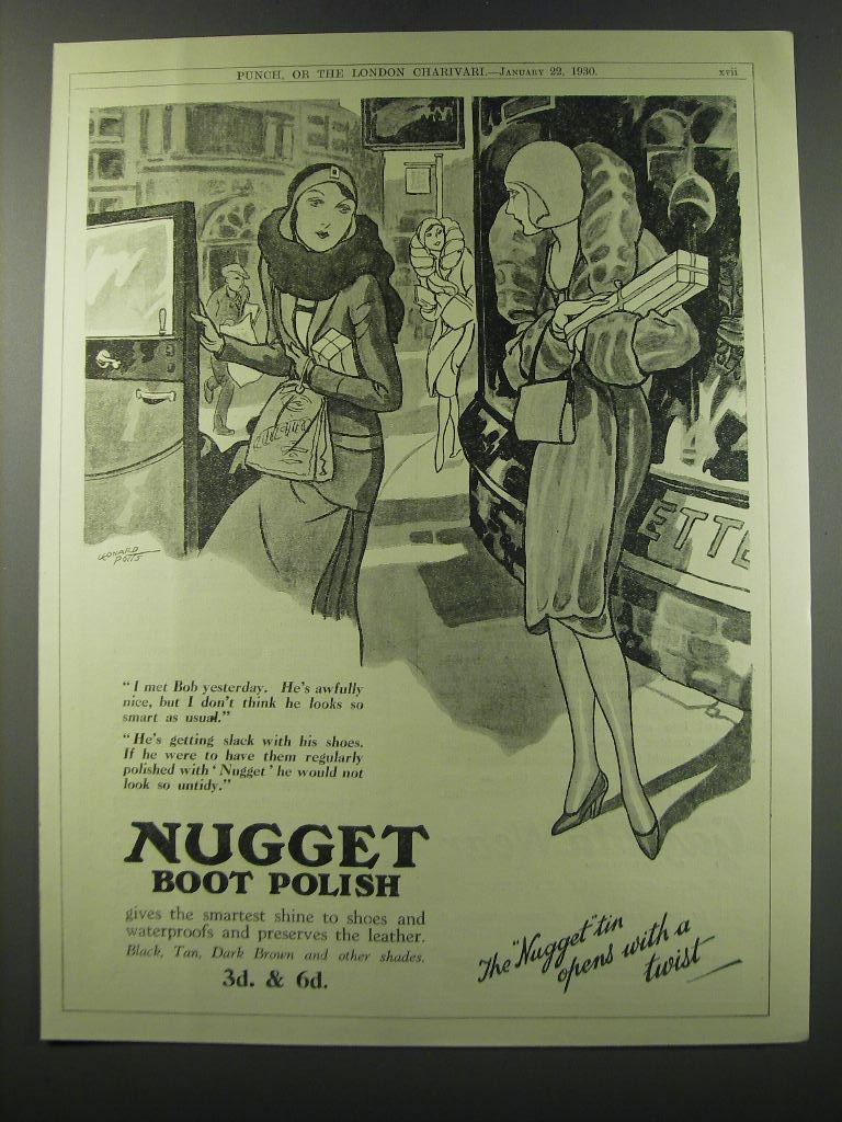 1930 Nugget Boot Polish Ad - illustration by Leonard Potts | eBay