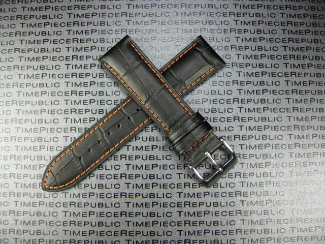 New 22mm Black Grain LEATHER STRAP Watch Band 20 Beige Red LONGINES REG ...