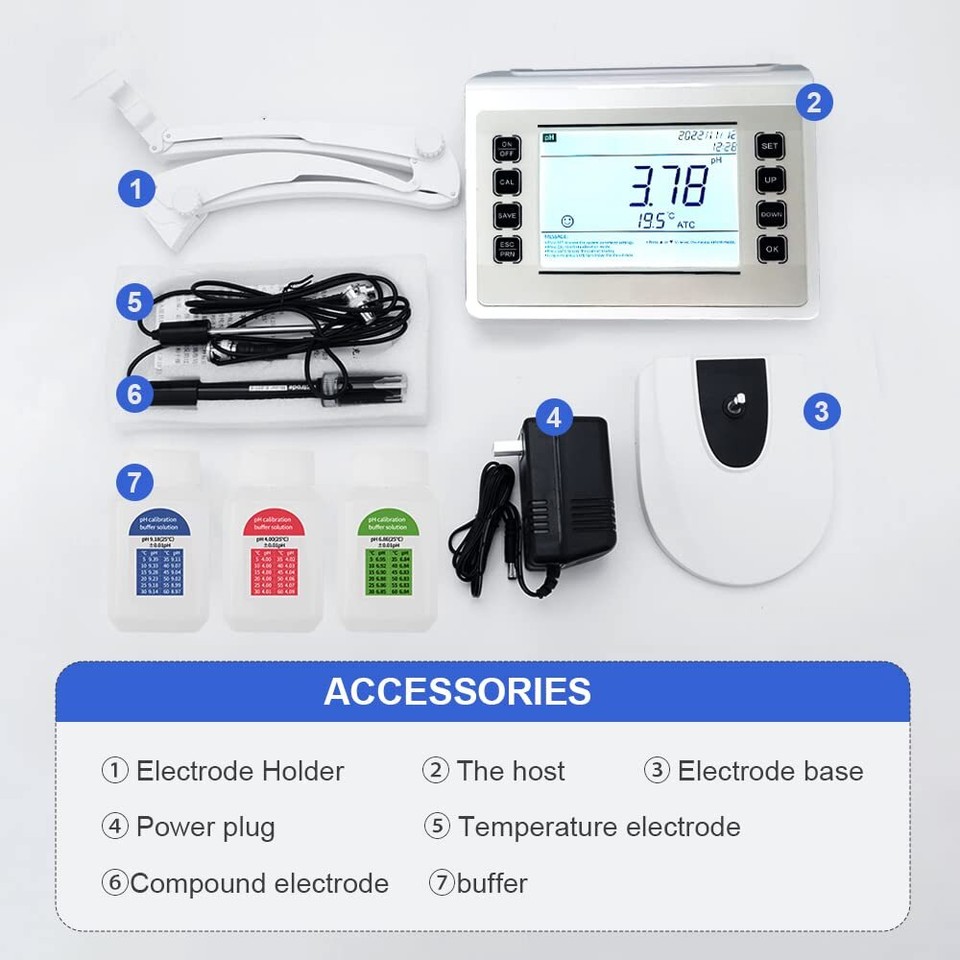 LED Multiparameter Ph Meter Automatic Calibration Acidity Meter Monitor ...