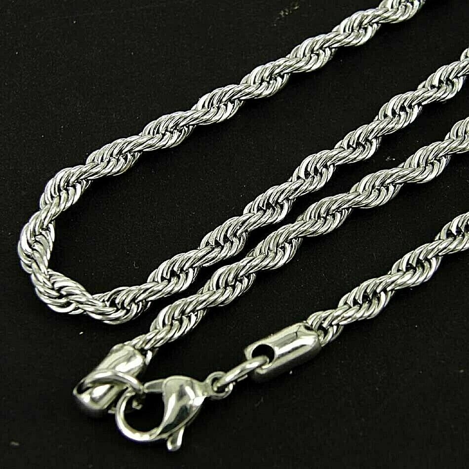 Long Sterling Silver Spiral Rope Necklace