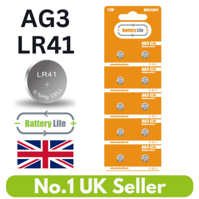 Batteries AG3 LR41 Button Cell Coin Alkaline Battery 1.55v UK | eBay UK