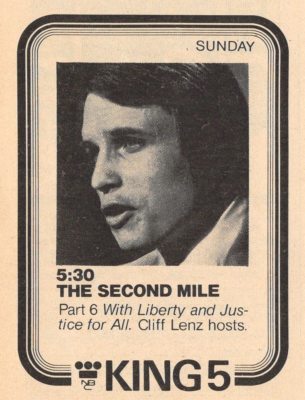 1973 KING SEATTLE TV AD ~ CLIFF LENZ HOSTS THE SECOND MILE CRIMINAL ...