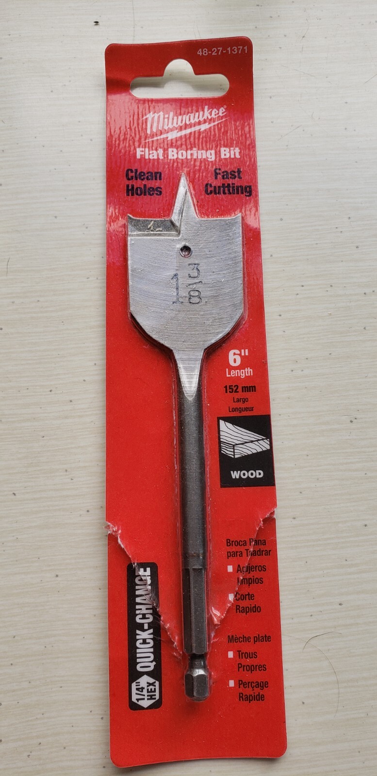 Milwaukee Flat Boring Bit 48-27-1371. 1 3/8” | eBay