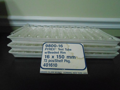 PYREX 9800-16 x 150mm w/ beaded rim Culture Tubes Partial Case 48 Tubes ...