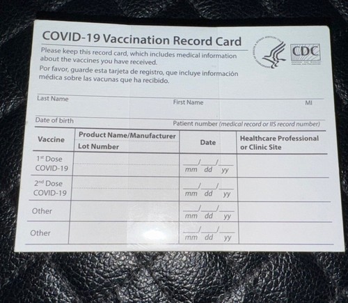 1 -CDC COVID-19 Vaccination Cards Collector Use Only Cards W/Tracking ...