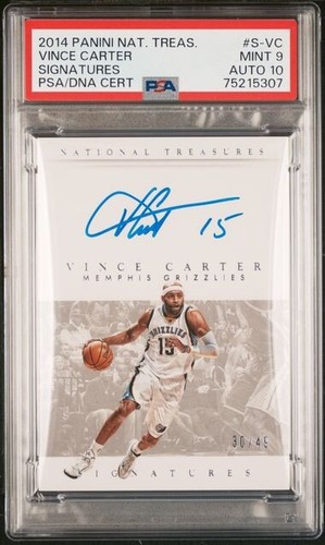 2014-15 National Treasures Vince Carter /49 AUTograph Signatures PSA 9 ...