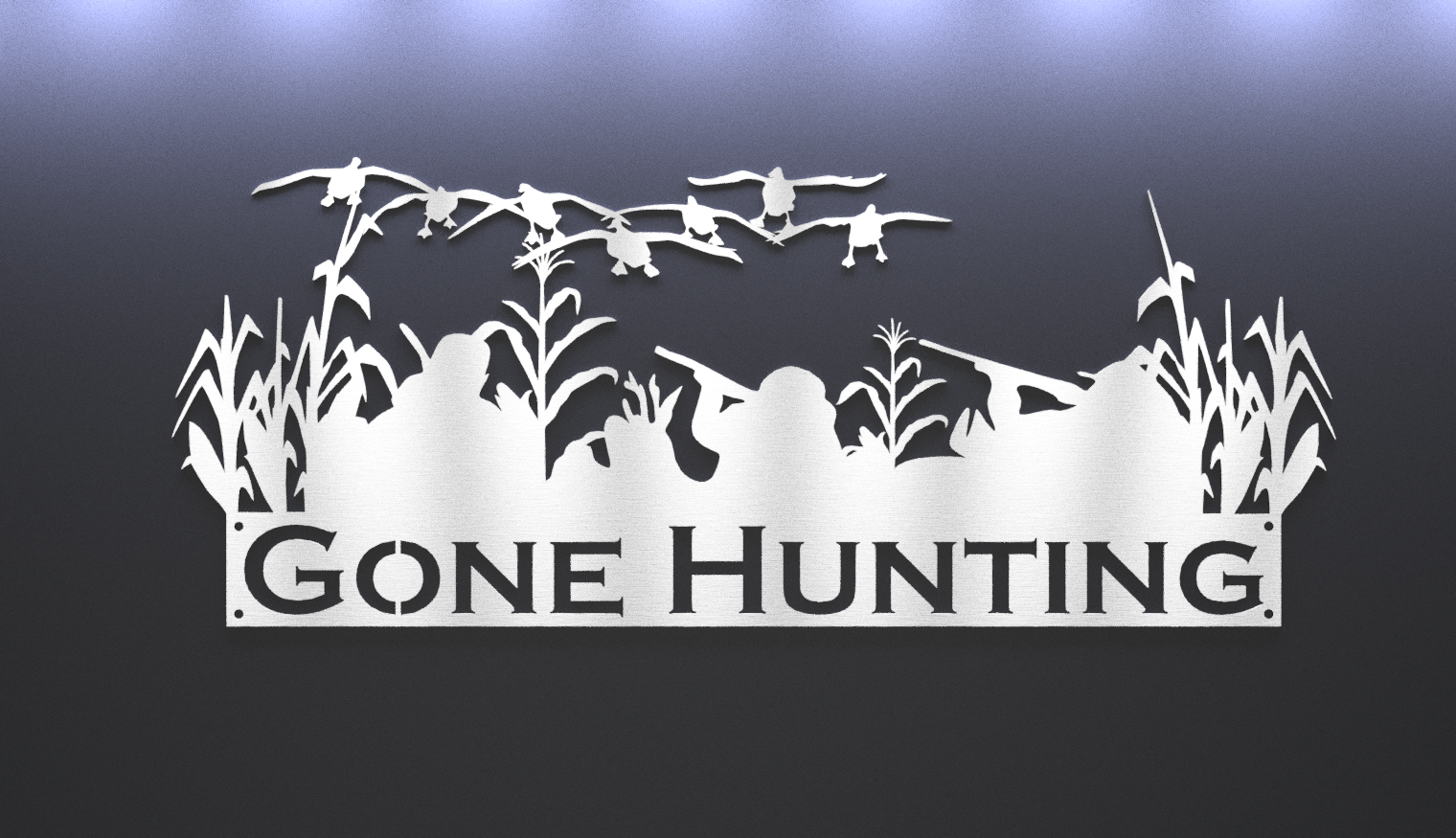 24-inch Polished Steel Gone Hunting Sign, Layout Blind Geese, Steel ...