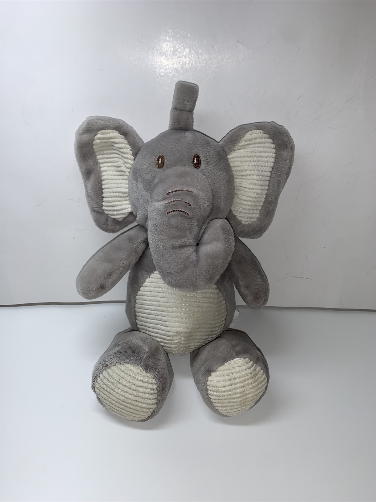 Kellytoy Gray Elephant Crinkle Corduroy Ear Rattle Plush 11 Inch ...