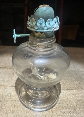 Antique Clear Glass Miniature “Handy” Kerosene Oil Lamp, No Globe | eBay