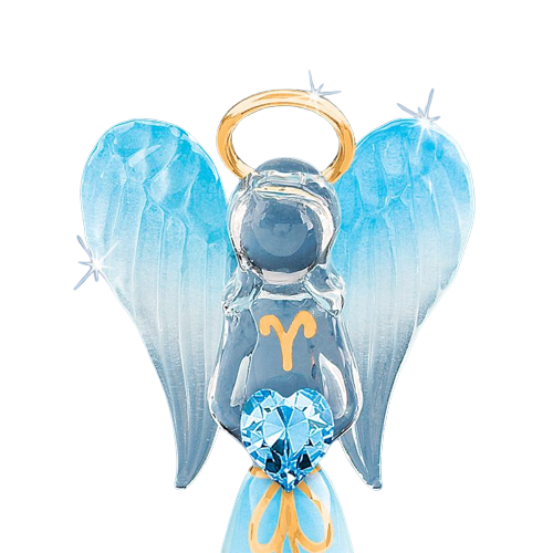Blue Angel with Crystal Heart Handcrafted Glass Faith Figurine | eBay