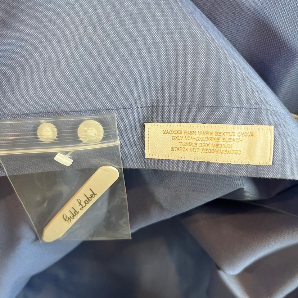 Roundtree & Yorke Gold Label Fitted Dress Shirt 17"x36" Baltic Blue Non ...
