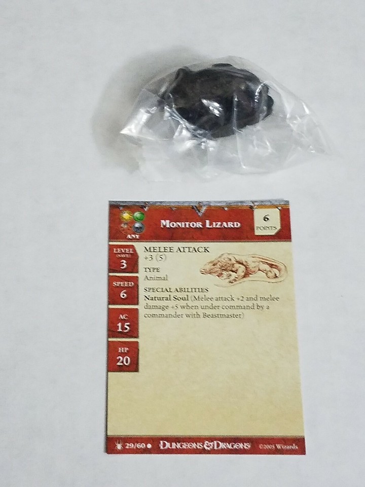 D&D Miniatures Underdark 29/60 Monitor Lizard X 3 W/ Cards Mint ...