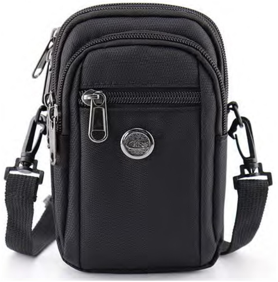 Crossbody Bag Four Section Small Mens Womens Unisex Belt Small Black ...