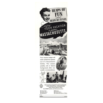 1939 Massachusetts: Heaps of Fun Vintage Print Ad | eBay