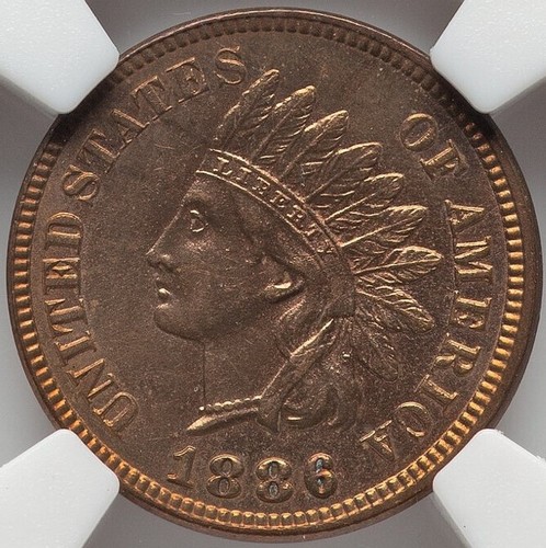 Indian Head Cent 1886 Type I Obverse. Rare Date. NGC MS-64 Red and ...