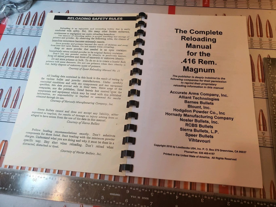 THE COMPLETE RELOADING MANUAL FOR THE .416 REM MAG, LOAD BOOKS USA (NEW ...