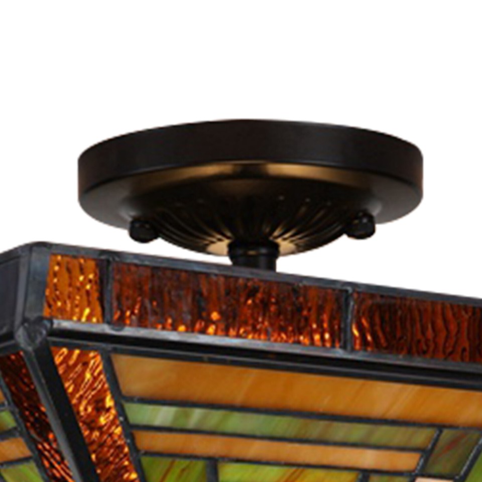 Tiffany Style Chandelier Ceiling Lamp Stained Glass Mission 2-Light ...