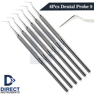 6 Pieces Dental Probe #9 Endodontic Explorer Calculus Teeth Cleaning ...