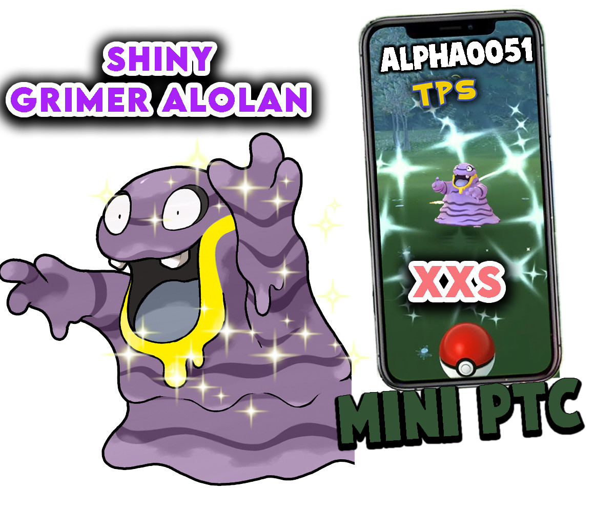 Pokemon Shiny Grimer Alolan XXS Mini P T C 60k | eBay