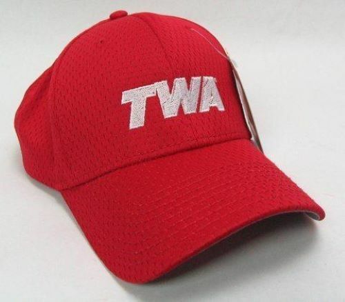 TWA Trans World Airlines Red Embroidered Logo Adjustable Mesh Baseball ...