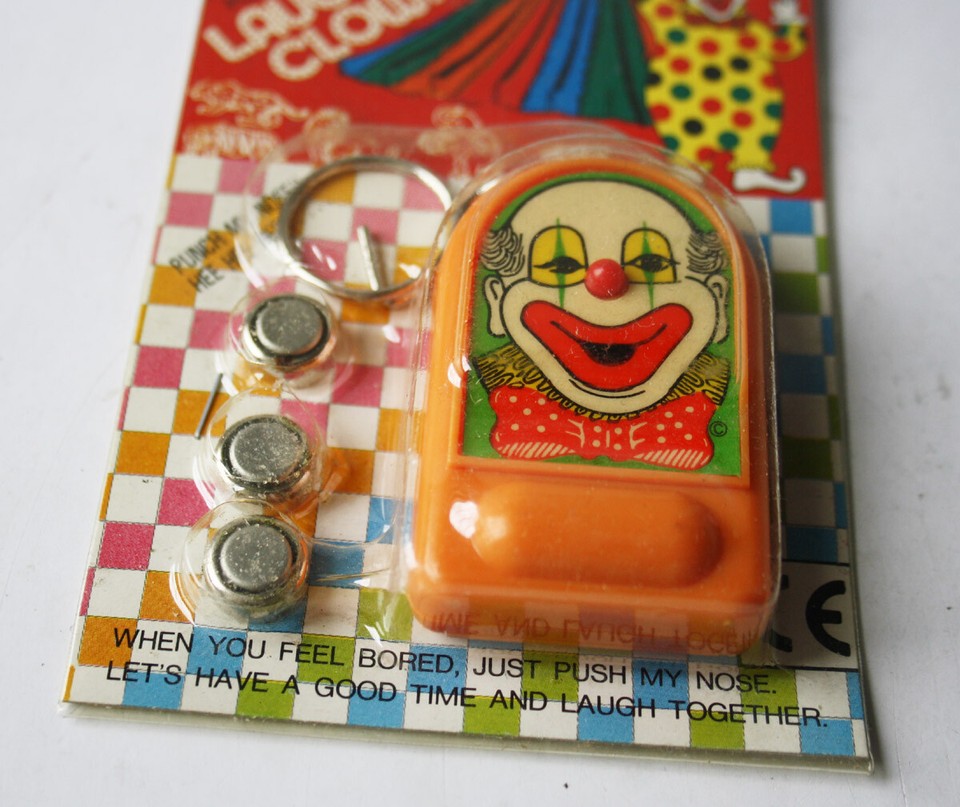 VINTAGE 70'S LAUGHING CLOWN ELECTRONIC LAUGH SOUNDS KEY CHAIN TAIWAN ...