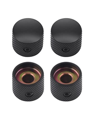 Metal Guitar Knobs Dome Control Knobs with Black Knurled Barrels 6mm Split Sh... | eBay