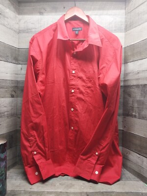 Landmark Men's Red Button Down Dress Shirt Size XL | eBay