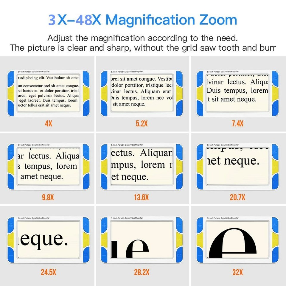 5'' Low Vision Electronic Reading Aid Magnifier Digital Far & Near ...
