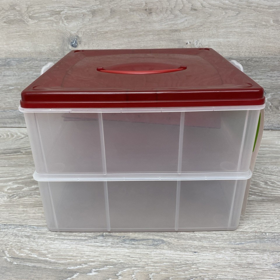 Snapware Snap 'N Stack Ornament Red Storage Container w/ Dividers Hold ...