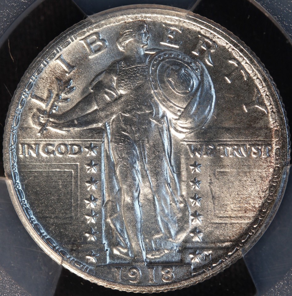 1918 P Standing Liberty Quarter, PCGS MS63, Choice BU, Brilliant White ...