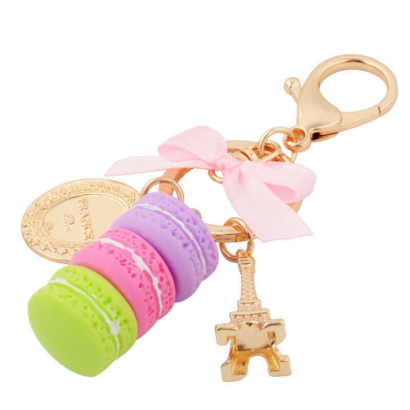 Macaron Cake Dessert Beads Keychain Women/Girl's Handbag Pendant Key ...