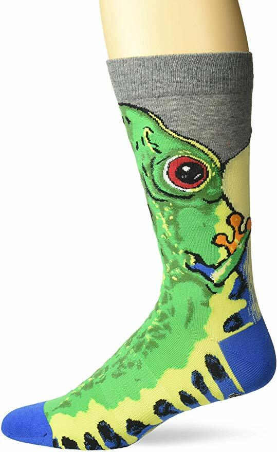 (32844) K. Bell Mens Rainforest Frog Crew Socks Socks 1 Pr Yellow Shoe ...
