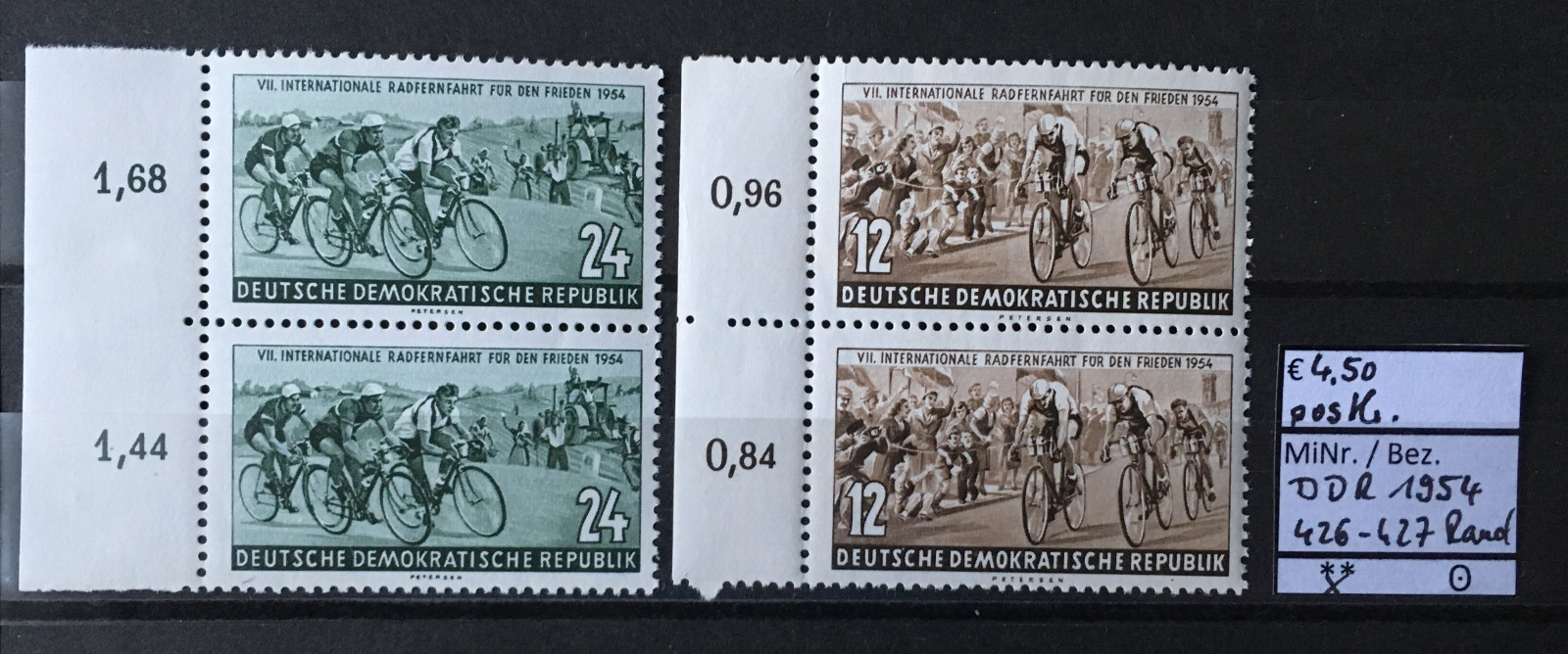 DDR 1954 Internationale Radfernfahrt für den Frieden MiNr. 426 - 427 ...