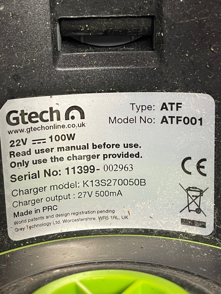 Gtech hand held main body only ATF001 with flexible hose and switch ...