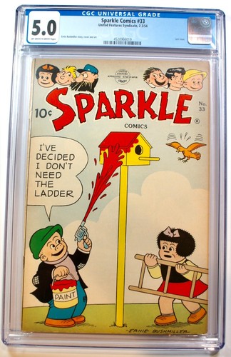 Sparkle Comics #33 – 2-3/54 CGC 5.0 United Features – 2 Pages of Early ...