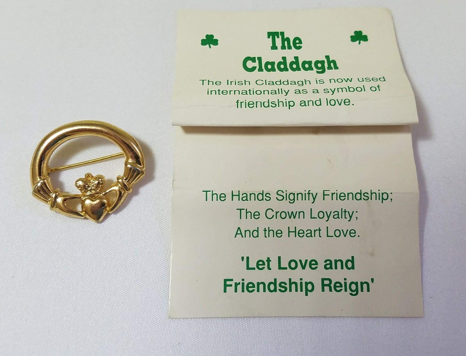 Claddagh Lucky Celtic Irish Pin Friendship & Heart Lo… - Gem
