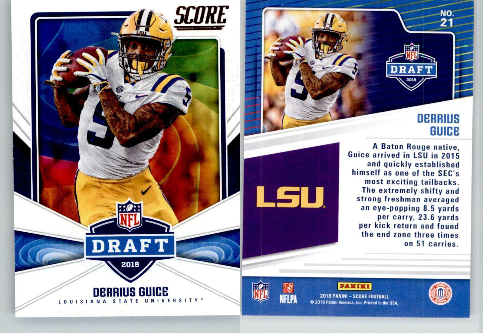 Derrius Guice 2018 Score NFL Draft #21 LSU Redskins RC Rookie | eBay