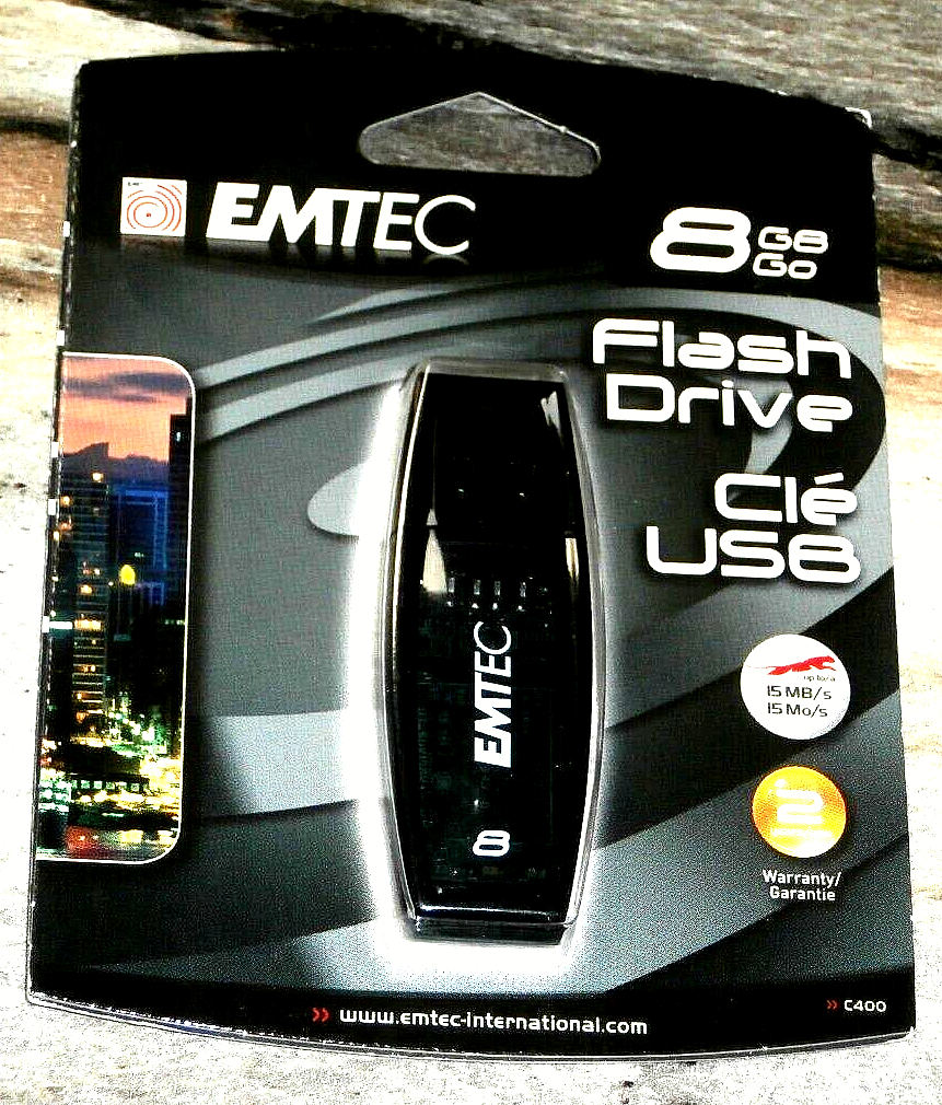 NEW SEALED PORTABLE MEMORY STORAGE EMTEC 8 GB GO SEE THRU 2.0 USB FLASH ...