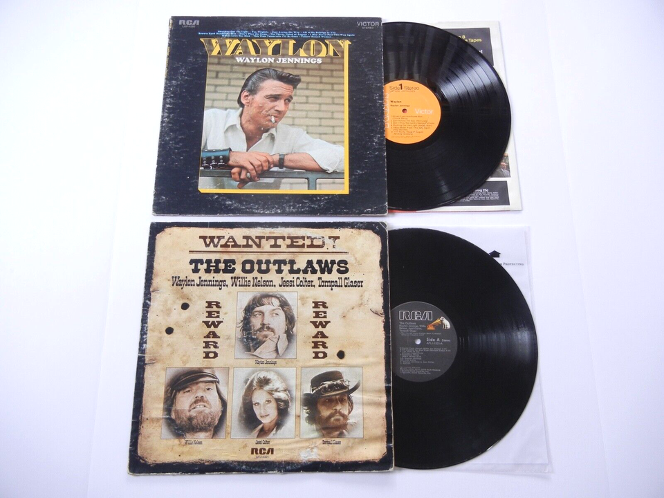 WAYLON JENNINGS 2 LP Record Lot: Waylon/Wanted! THE OUTLAWS Play Tested ...